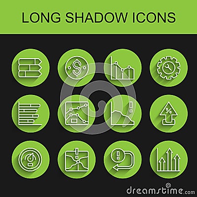 Set Line Digital Speed Meter, Intersection Point, Pie Chart Infographic, Arrow, Graph, Chart ...