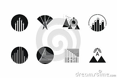 Set Of Logos With Black Chart Histogram Infographic Icon Logo Design ...