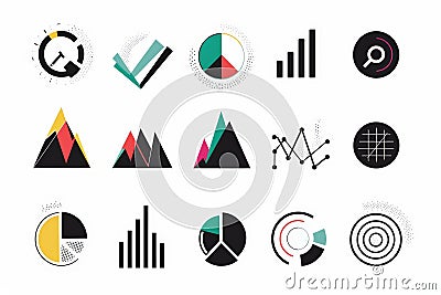 Set Of Logos With Black Chart Histogram Infographic Icon Logo Design ...