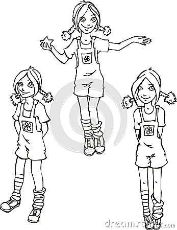 Set Of Mischievous Girls Vector Illustration | CartoonDealer.com #39356492