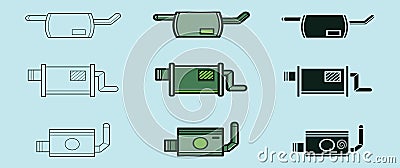 Set Of Muffler Cartoon Icon Design Template With Various Models. Vector ...