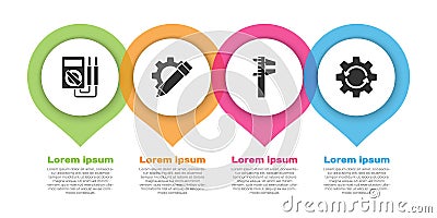 Set Multimeter, Pencil And Gear, Calliper Or Caliper And Scale And Gear ...