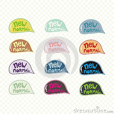 Set Of New Normal Tagline Cartoon Typography Vector Illustrations ...
