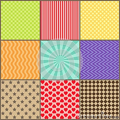 Set Of Nine Simple Geometric Patterns Royalty Free Stock Image - Image ...