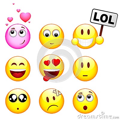 Set Of Nine Smileys Cartoon Vector | CartoonDealer.com #7253457