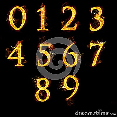 Set Of Numbers In Flames Stock Illustration - Image: 45235322
