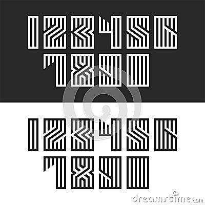 Set Of Numbers For Modern Trend Monogram Typography, Linear Calligraphy ...