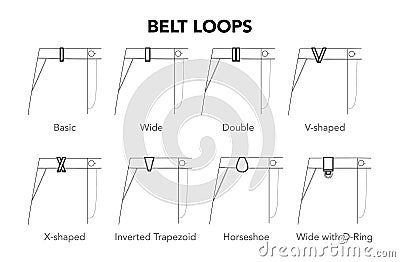 Set Of Pants Belt Loops Details - Basic, Wide, Double, V X Shaped ...