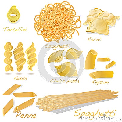 Set Of Pasta Shapes. Vector. | CartoonDealer.com #83637613