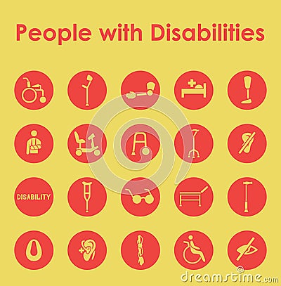 Set Of People With Disabilities Simple Icons Vector Illustration | CartoonDealer.com #79022114