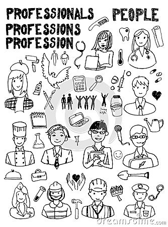 Set Of People Occupations Doodles Stock Vector - Image: 43308777