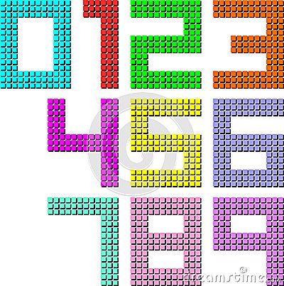 Set Of Pixel Digit Numbers. Vector Illustration Stock Vector - Image ...