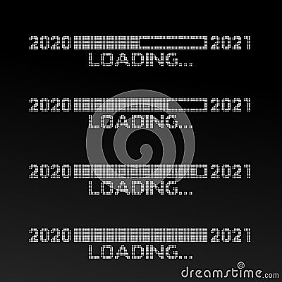 Set Of Pixelated Progress Bar Year 2020 To 2021 Loading. Vector ...