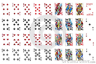 Full Set of Vintage Playing Cards Isolated on White Stock Photo - Image ...