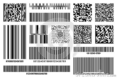 Set Of Product Barcodes And QR Codes. Identification Tracking Code ...