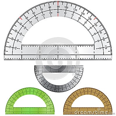 Set Of Protractors For Drafting And Engineering Cartoon Vector ...