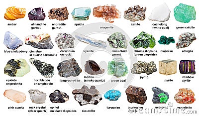 Set From Raw Gemstones And Crystals With Names Stock Photo - Image ...