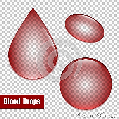 Set Of Realistic Blood Drops With Shadow On Transparent Background ...