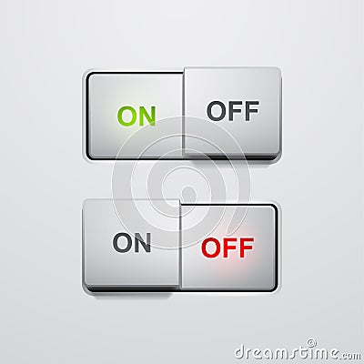 Set Of Realistic Press Button In On And Off Positions, Vector Button ...
