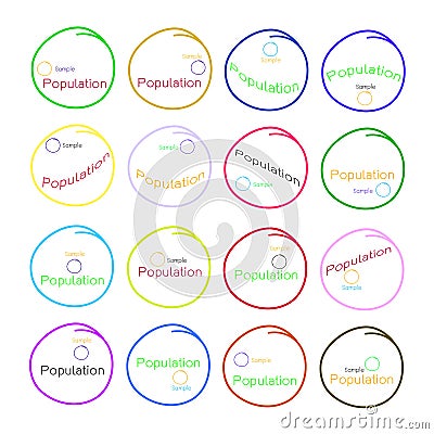 Set Of Research Process Sampling From A Target Population Cartoon ...
