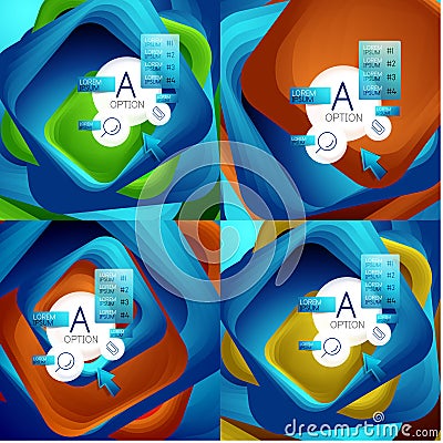Set Of Rotating Swirl Square Backgrounds, Color Rectangles With ...