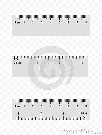 Set Of Ruler Scale 8 Cm And 3 Inch Vector Design. Inch And Centimeter ...
