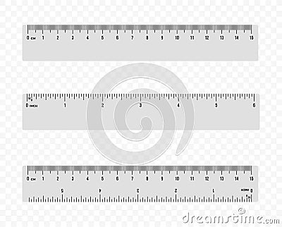 Set Of Ruler Scale 15 Cm And 6 Inch Vector Design. Inch And Centimeter ...