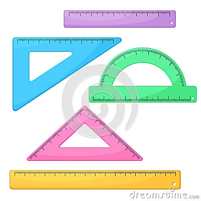 A Set Of Bright Vector Rulers Of Different Shapes. Flat Style ...