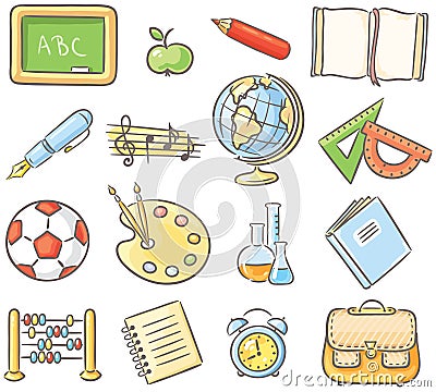 Set Of 16 School Thing Representing Different Subjects Stock Vector ...