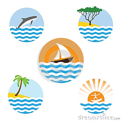 Set Of Sea Logos Royalty-Free Cartoon | CartoonDealer.com #52517117
