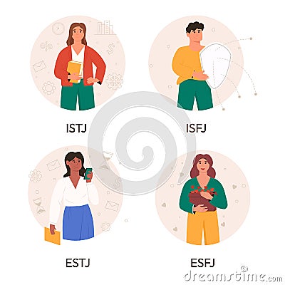 Set Of Sentinels MBTI Person Types. Socionics Mbti. Personality Test ...