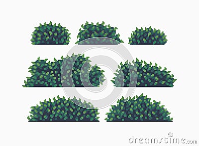 Pixel Art Bushes Cartoon Vector | CartoonDealer.com #99876545