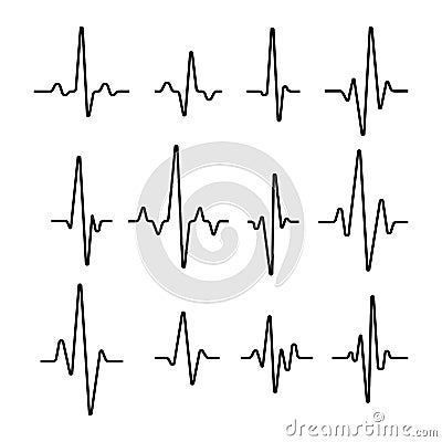 Set Of Sinusoidal Pulse Lines Cartoon Vector | CartoonDealer.com #111003357
