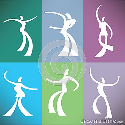 A Set Of Six Stylized Dancers Vector Illustration | CartoonDealer.com ...