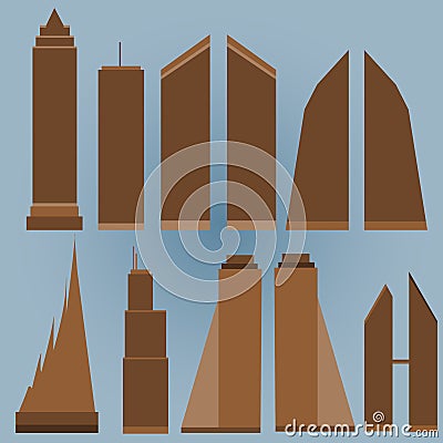 Set Of Skyscraper Shapes With Blue Background Stock Photography ...