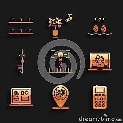Set Smart Farm With Drone, Location And Tree, Remote Control, Laptop ...