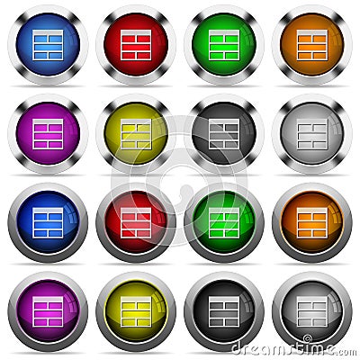 Set Of Spreadsheet Horizontally Merge Table Cells Glossy Web Buttons. Vector Illustration ...