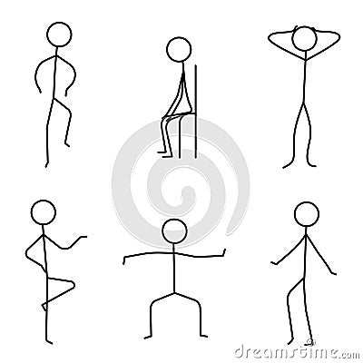 Set Of Stick Figures. Presentation Stick Men. Different Movements Of ...