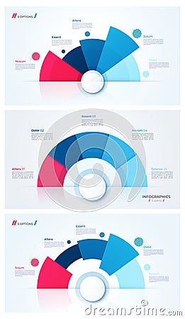 Set Of Stylish Pie Chart Circle Infographic Templates. 5 Parts. Vector ...