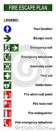 Set Of Symbols For Fire Escape Evacuation Plans Vector Illustration ...