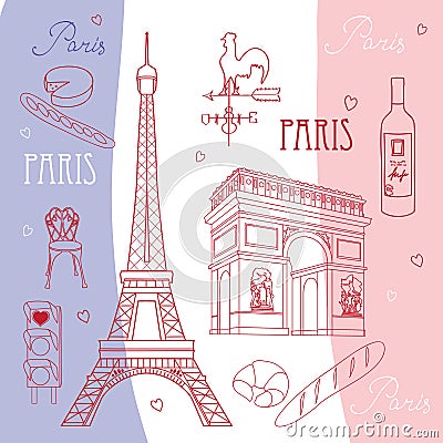 Set Of Symbols Of Paris Royalty Free Stock Photography - Image: 14738037
