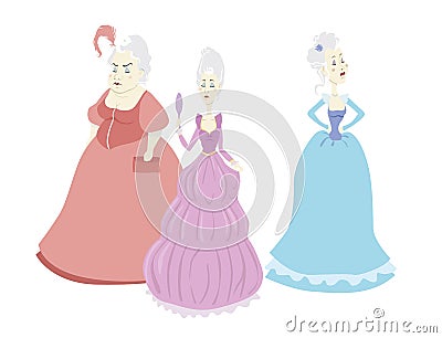 Set Of Three Proud Vector Cartoon Princesses On White Background ...