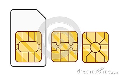 Set Of Three Types Of Sim Card Designs Each With Distinct Chip Circuit ...