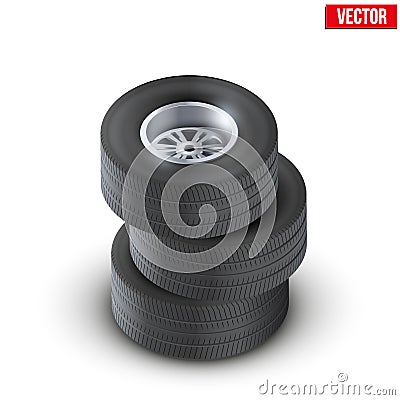 Set Tires And Wheels Of Car. Top View. Vector Stock Vector - Image ...