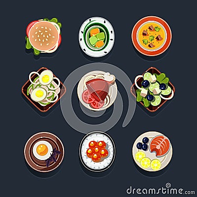 Set Of Traditional Food Icons Vector Illustration | CartoonDealer.com ...