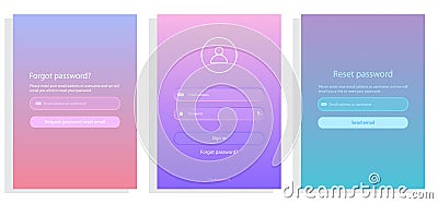 Set Ui Designs. Reset Password Form Page With Gradient Background ...