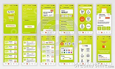 Set Of UI, UX, GUI Screens Shopping App Flat Design Template For Mobile ...