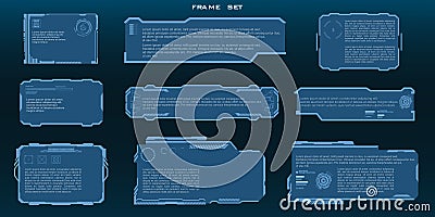 Set Of User Interface Elements In The Style Of HUD, GUI, UI. Vector Frames, Callouts With Text ...
