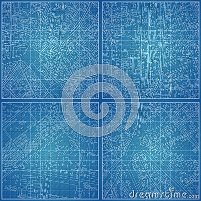 Vector Blueprint with City Topography Stock Vector - Illustration of ...