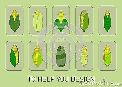 Set Of Vector Illustrations Of Corn Cobs. Design Assistance. Flat ...